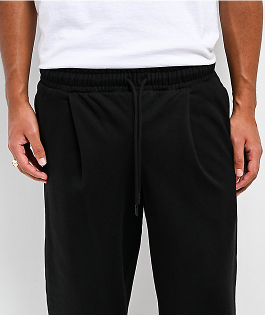 Shaka Wear Pleated Garment Dye Black Sweatpants | Zumiez