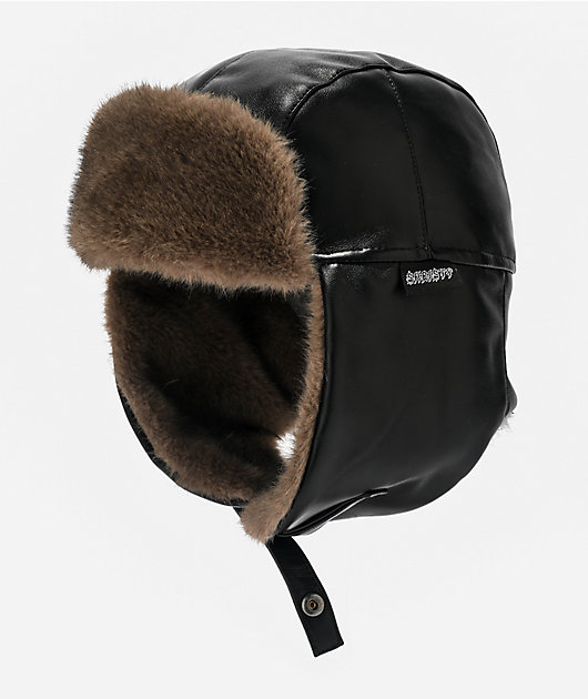 Sheisty Leather Trapper Black Fur Hat | Zumiez