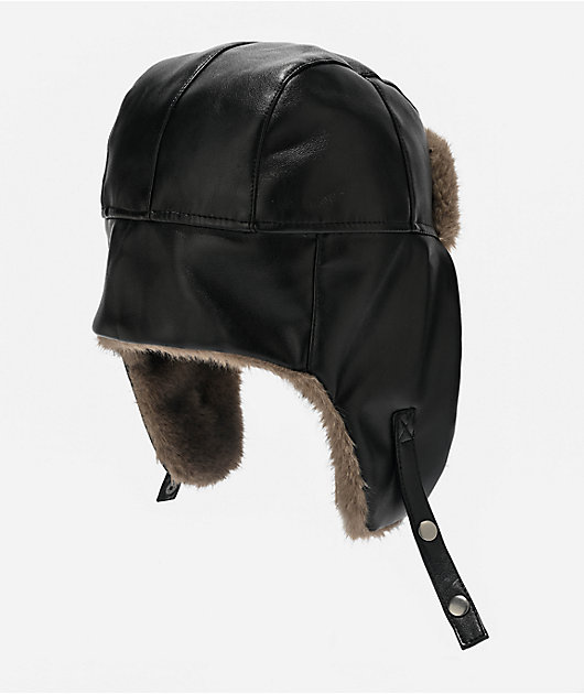 Sheisty Leather Trapper Black Fur Hat | Zumiez