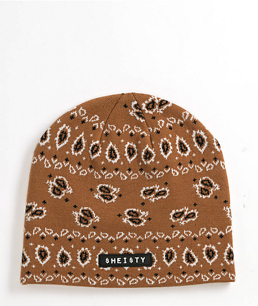 Sheisty Paisley Brown Skully Beanie | Zumiez