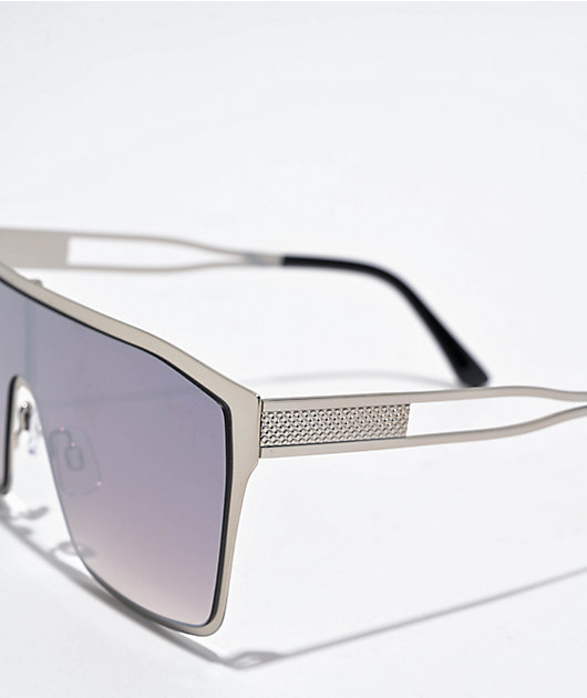 Silver Metallic Shield Sunglasses | Zumiez