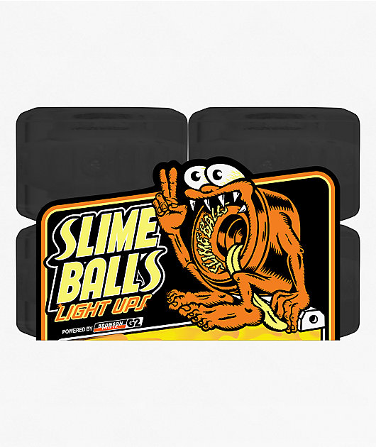 Slime Balls Light Ups LED Flame 66mm 78a Black Cruiser Skateboard ...
