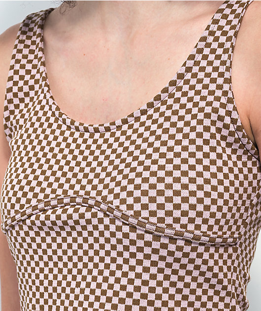 Spicychix Brown & Purple Checkered Crop Tank Top | Zumiez