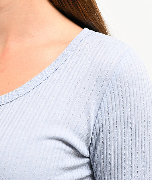 Spicychix Pointelle Blue Button Up Sweater | Zumiez