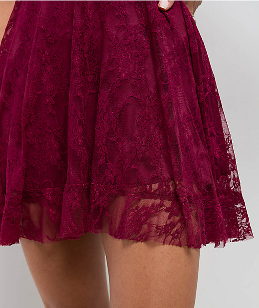 Spicychix Posie Burgundy Lace Dress | Zumiez