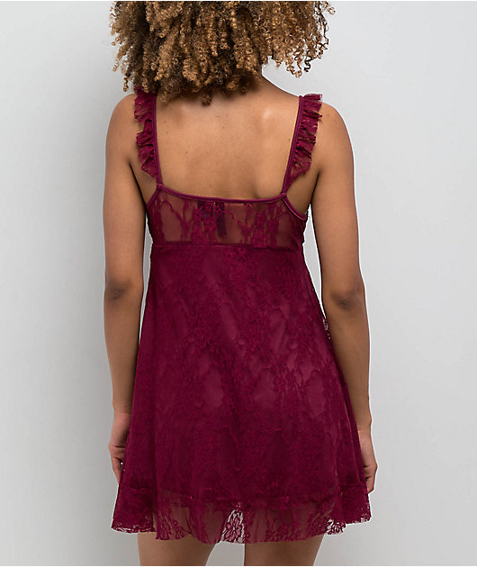 Spicychix Posie Burgundy Lace Dress | Zumiez