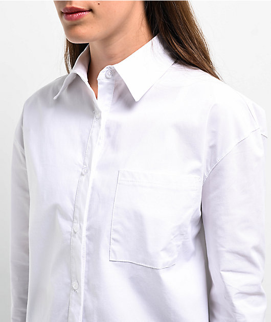 Spicychix White Oversize Long Sleeve Button Up Shirt | Zumiez
