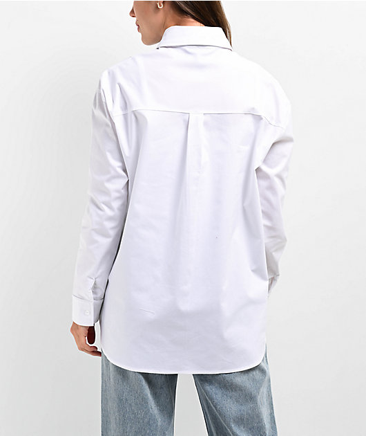 Spicychix White Oversize Long Sleeve Button Up Shirt | Zumiez