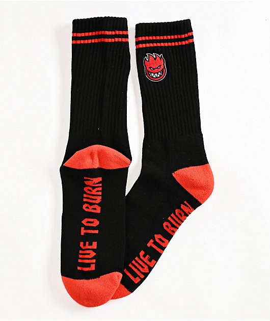 Spitfire Bighead Black & Red Crew Socks | Zumiez