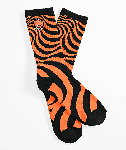 Spitfire Bighead Swirl Black & Orange Crew Socks | Zumiez