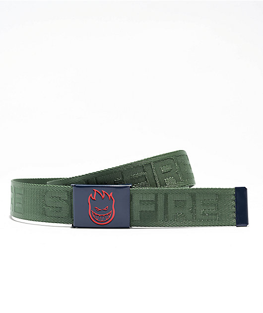 Spitfire Classic 87 Green, Navy & Red Web Belt | Zumiez