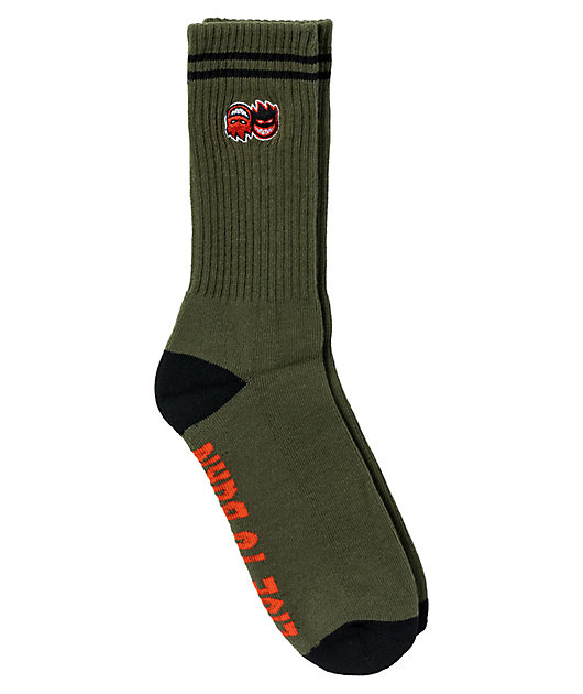 Spitfire Eternal Fill Olive Crew Socks | Zumiez