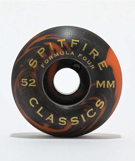 Spitfire Formula Four Classic Swirl Black & Orange 52mm 99a Skateboard ...