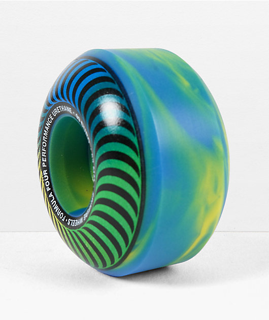Spitfire Formula Four Multiswirl Yellow & Blue 53mm 99d Skateboard ...