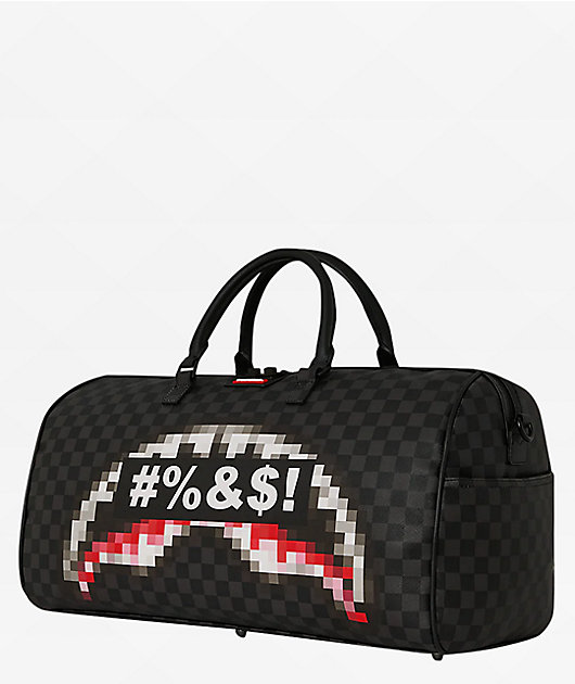 Sprayground Censored Black Checker Duffle Bag | Zumiez