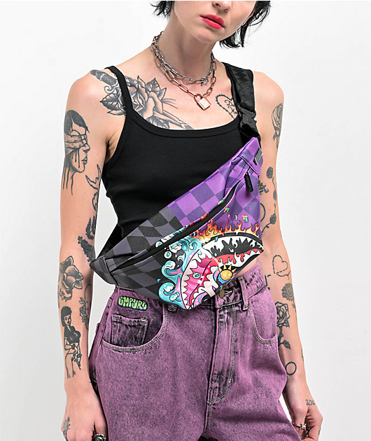 Sprayground Crazy Eyes Black & Purple Fanny Pack | Zumiez