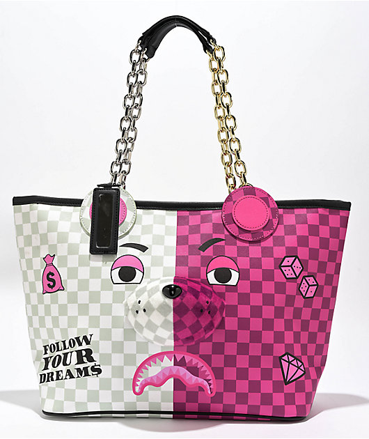 Sprayground Ive Got Options Moneybear Pink & Cream Tote Bag | Zumiez