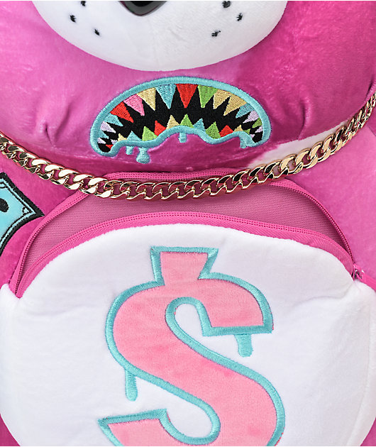 Sprayground Punk Money Bear Teddy Bear Pink Backpack | Zumiez