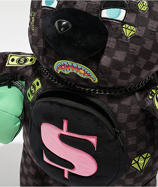 Sprayground Slime Takeover Black Bear Plush Backpack | Zumiez