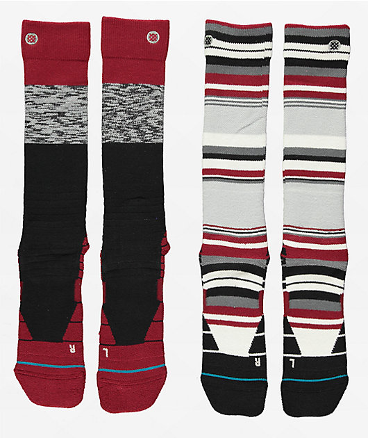 Stance Block Red & Black 2 Pack Snow Socks | Zumiez
