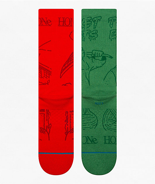 Stance x Home Alone Red & Green Crew Socks | Zumiez