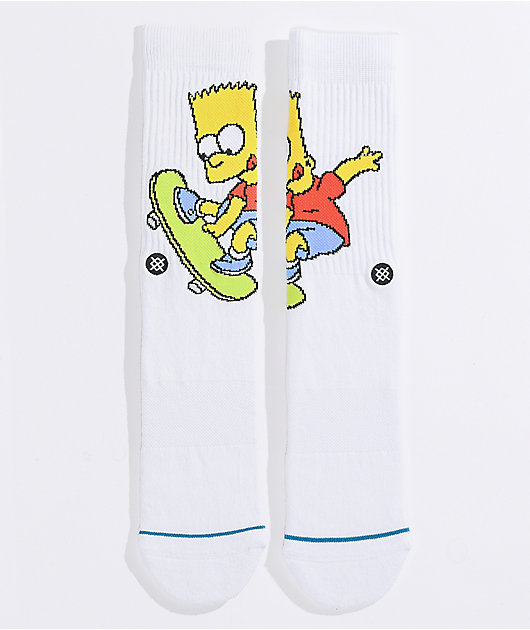Stance x The Simpsons Bart White Crew Socks Zumiez