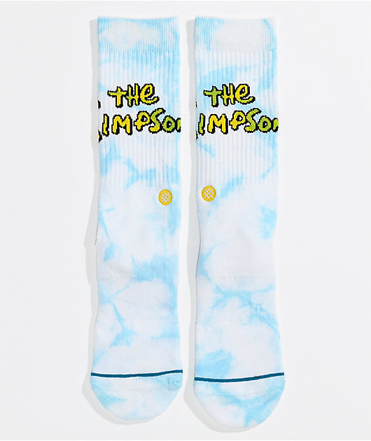Stance x The Simpsons Intro Blue Tie Dye Crew Socks | Zumiez