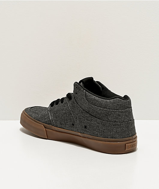 State Mercer Dark Grey Chambray & Gum Skate Shoes | Zumiez
