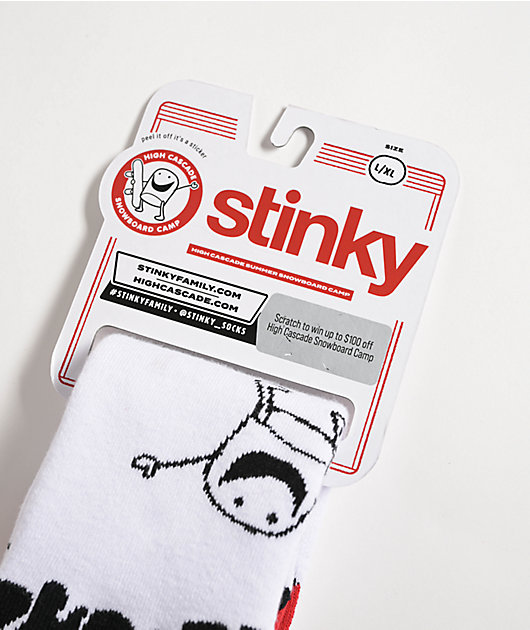 Stinky Socks x High Cascade White Snowboard Socks | Zumiez