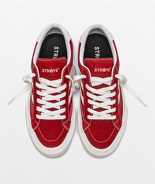 Straye Logan Flame Red Suede Skate Shoes | Zumiez