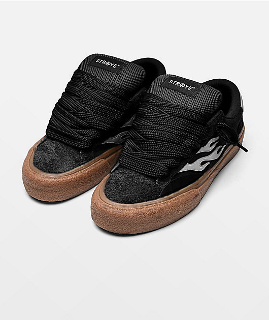 Straye Logan Puff Black & Gum Skate Shoes | Zumiez