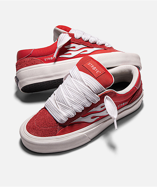 Straye Logan Puff Red & White Skate Shoes | Zumiez