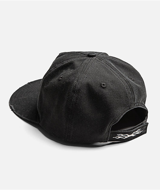 Straye Ripped Black Strapback Hat | Zumiez