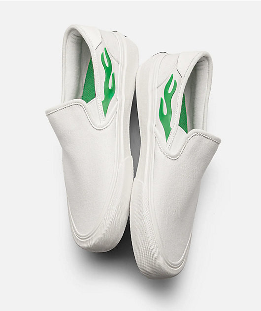 Straye Vista White & Green Flame Skate Shoes | Zumiez