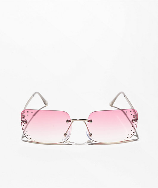 Studded Y2K Pink Gradient Sunglasses | Zumiez