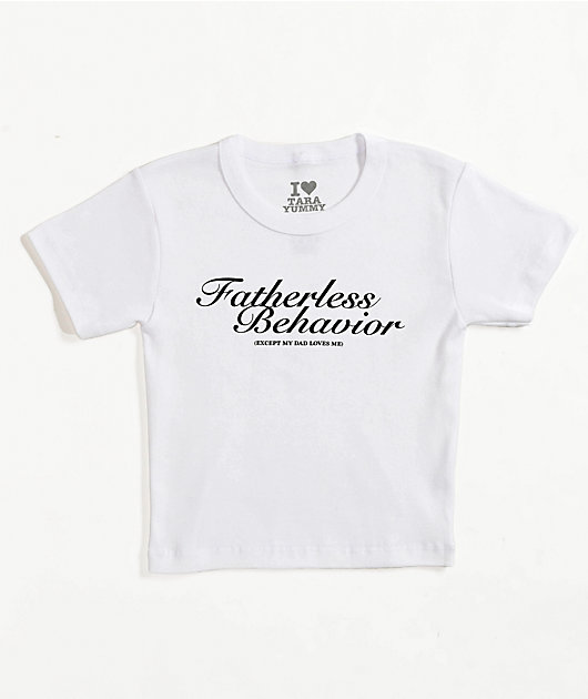 Tara Yummy Fatherless Behavior White Crop T-Shirt | Zumiez