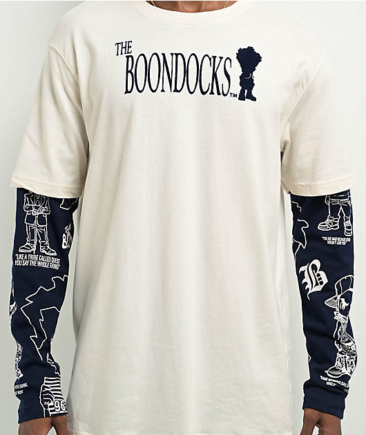 The Boondocks Collage Natural & Navy 2fer Long Sleeve T-Shirt | Zumiez