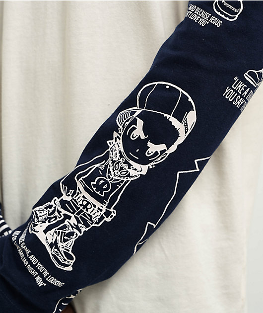 The Boondocks Collage Natural & Navy 2fer Long Sleeve T-Shirt | Zumiez