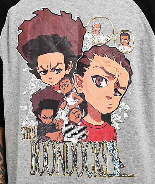 The Boondocks Making Money Black & Grey Raglan T-Shirt | Zumiez