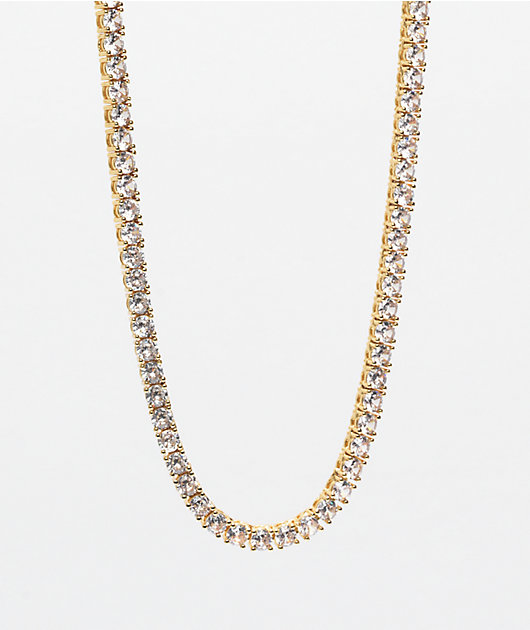 The Gold Gods 4mm Diamond Tennis Gold Chain Zumiez