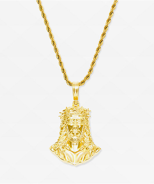 The Gold Gods Jesus Piece 22" Gold Rope Chain Necklace | Zumiez