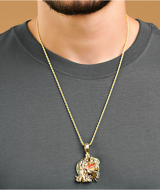 The Gold Gods x Attack On Titan Eren Roar 22" Gold Rope Chain Necklace ...