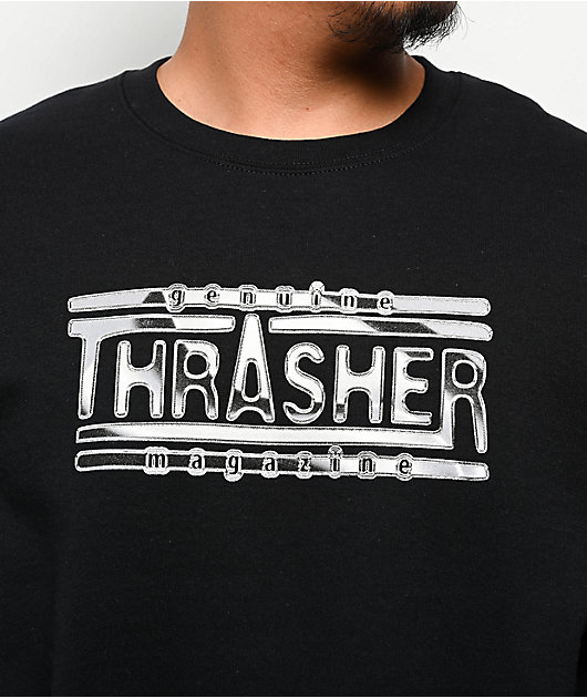 Thrasher Chrome Genuine Magazine Black Crewneck Sweatshirt | Zumiez