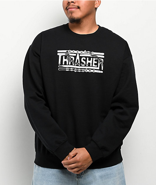Thrasher Chrome Genuine Magazine Black Crewneck Sweatshirt | Zumiez
