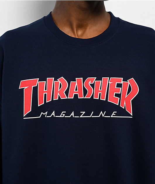 Thrasher Outline Navy Crewneck Sweatshirt | Zumiez