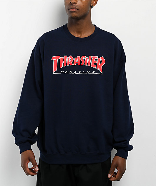 Thrasher Outline Navy Crewneck Sweatshirt | Zumiez