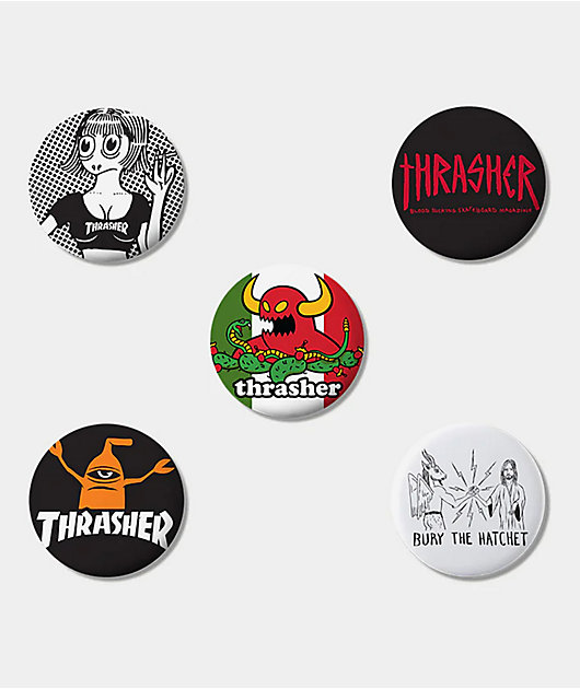 Thrasher x Toy Machine 5 Pack Pins | Zumiez