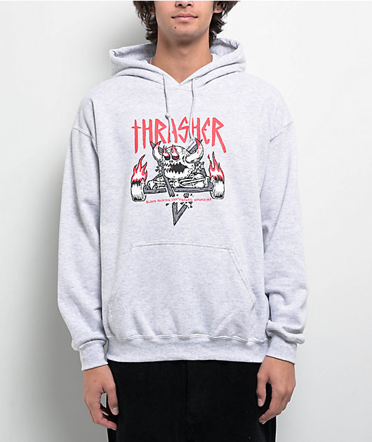 Thrasher x Toy Machine Monster Gram Heather Grey Hoodie | Zumiez