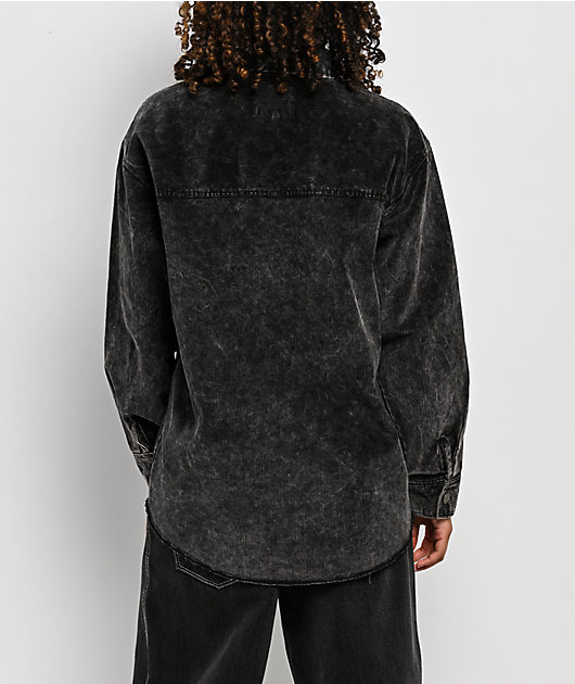 Thread & Supply Corduroy Grey Wash Long Sleeve Button Up Shirt | Zumiez