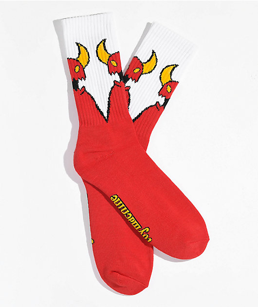 Toy Machine Sketchy Monster Red & White Crew Socks